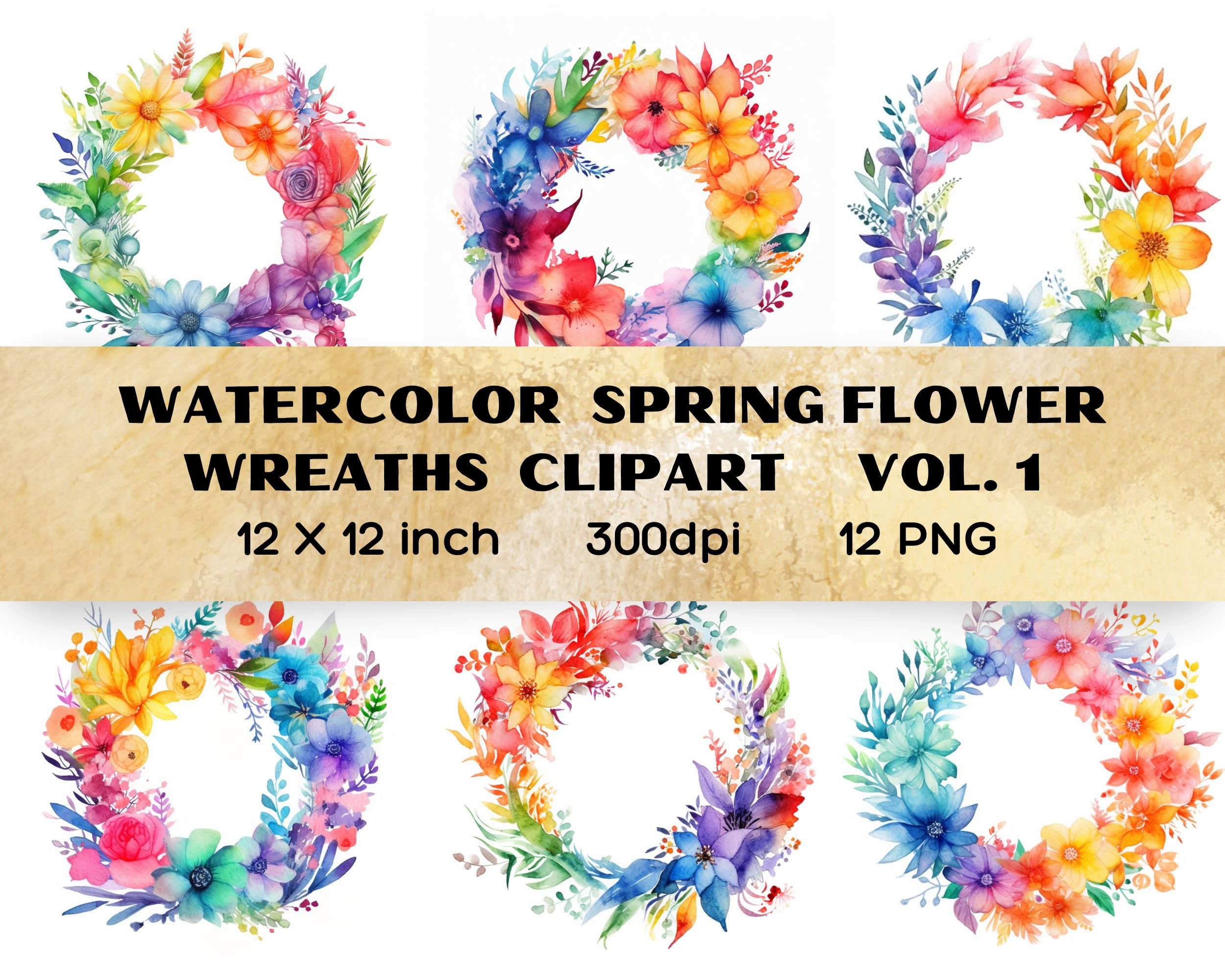 Watercolor Spring Wreaths Clipart-floral Frames Springtime Watercolor ...