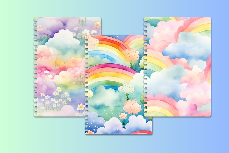 Watercolor Rainbow Digital Paper Set V1, Rainbow Backgrounds, Colorful ...