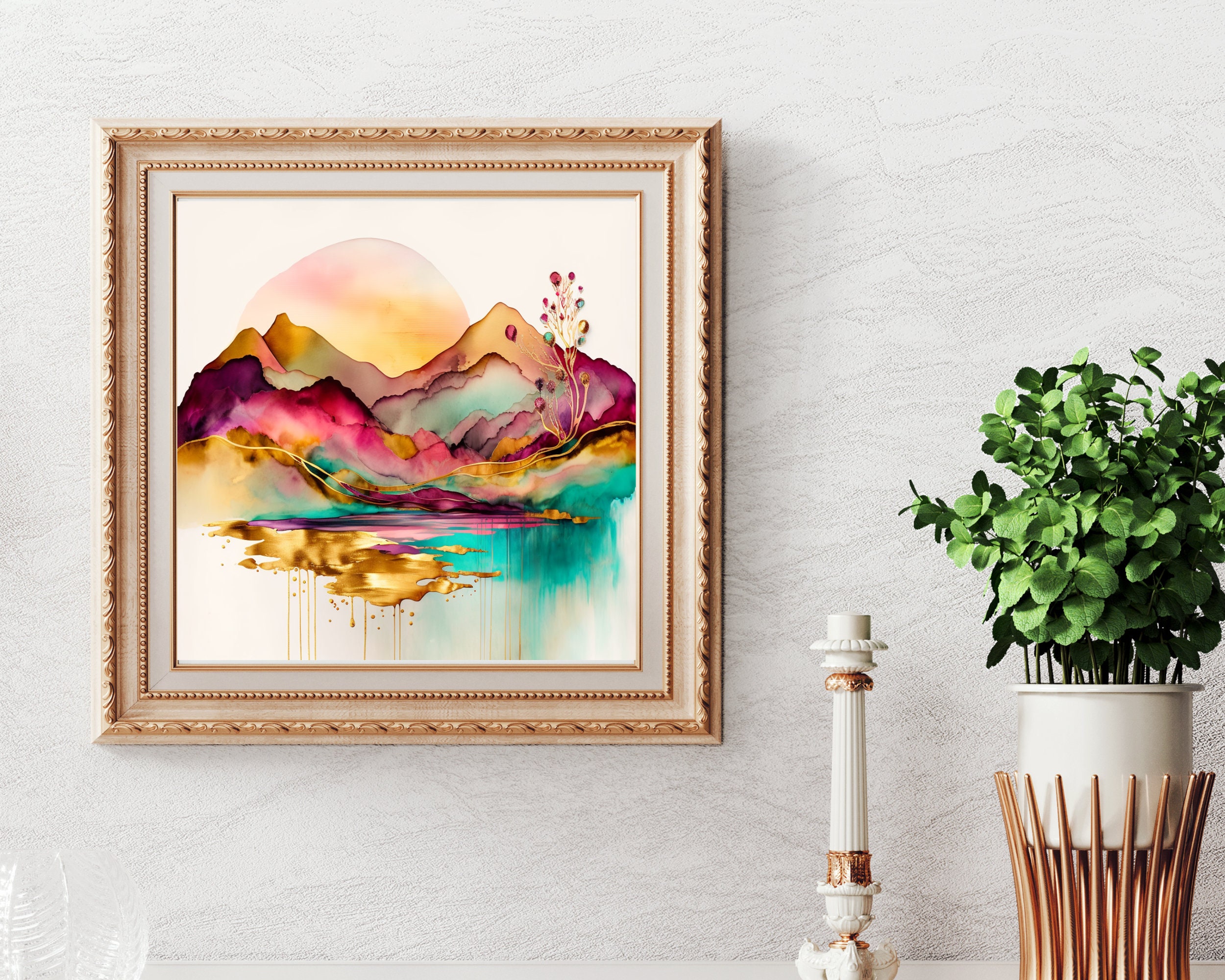 Gold Glittering Sweet Alcohol Ink Digital Paper V34, Alcohol Ink ...