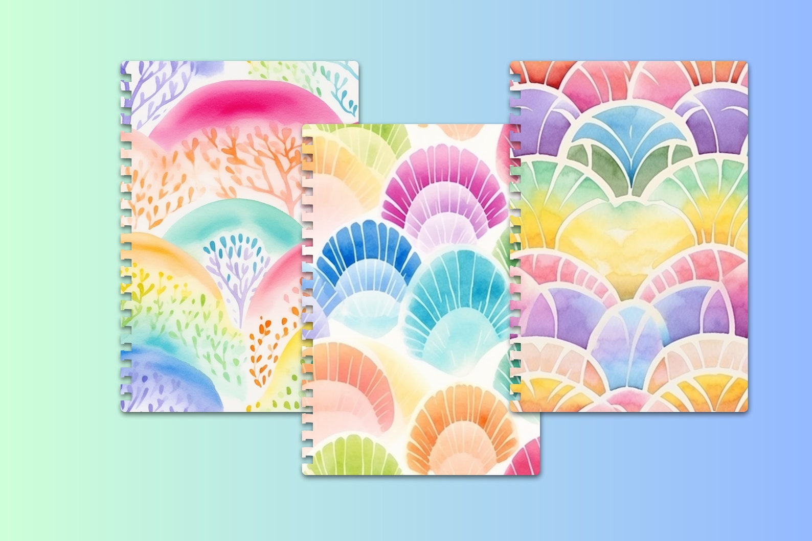 Watercolor Rainbow Digital Paper Set V1, Rainbow Backgrounds, Colorful ...