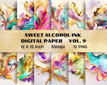 Gold Glittering Sweet Alcohol Ink Digital Paper Volume 1,alcohol Ink ...