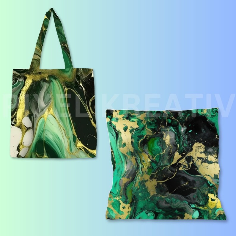 Polished Luxury Black, Green, Gold Marble Digital Paper - Seamless ...