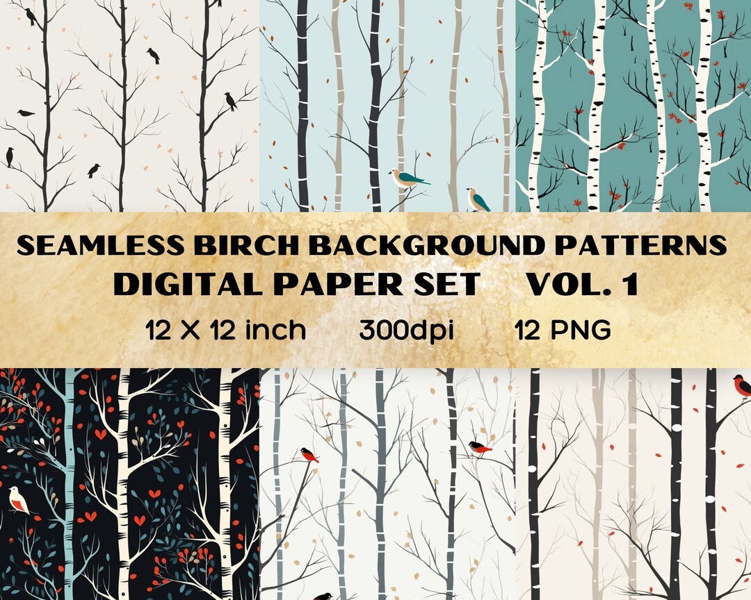 Birch Digital Background Patterns Set V1, Seamless Surface Patterns ...