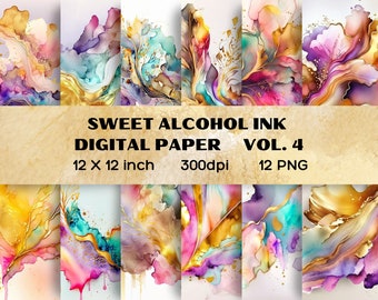 Gold Glittering Sweet Alcohol Ink Digital Paper Volume 1,alcohol Ink ...