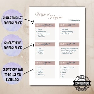 Daily Block Schedule Daily Planner Printable Time Blocking - Etsy