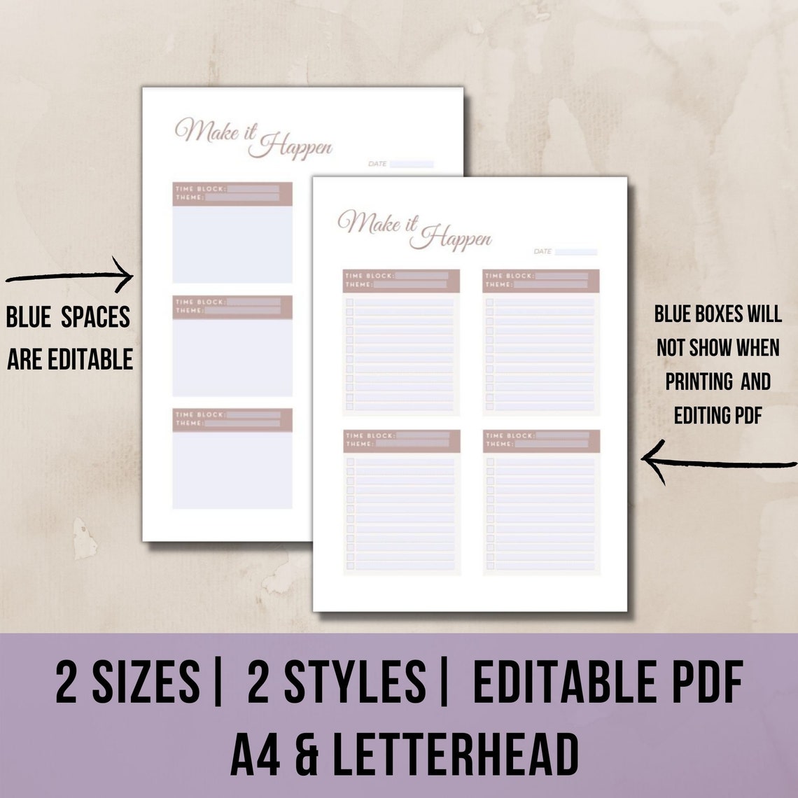 Daily Block Schedule Daily Planner Printable Time Blocking Block ...
