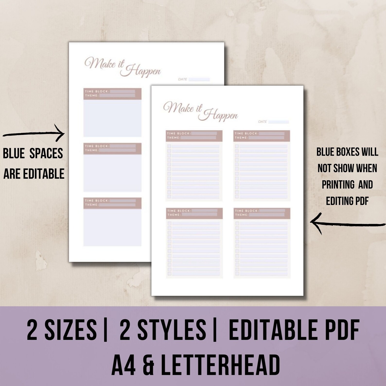 Daily Block Schedule Daily Planner Printable Time Blocking Block ...