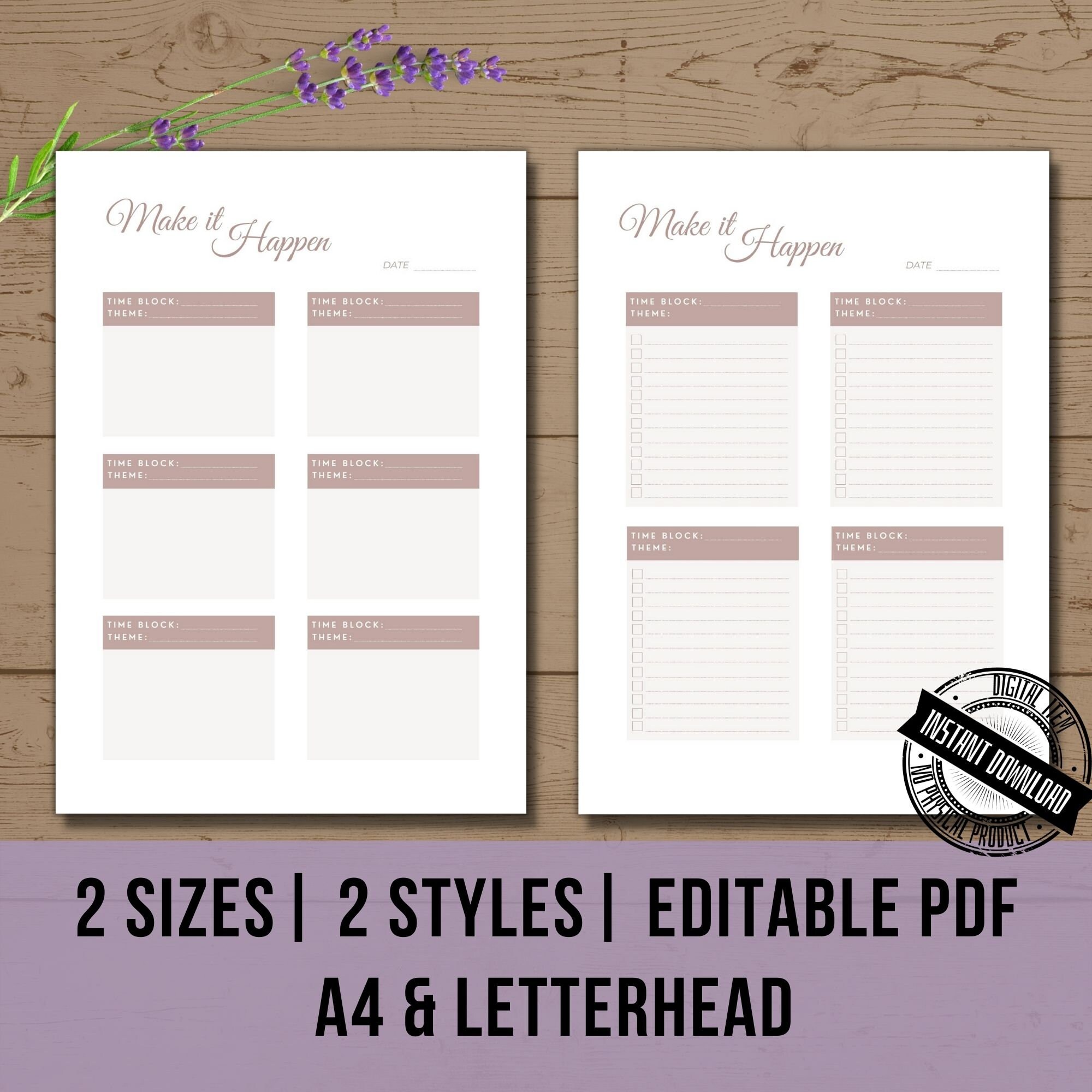 Daily Block Schedule Daily Planner Printable Time Blocking Block ...