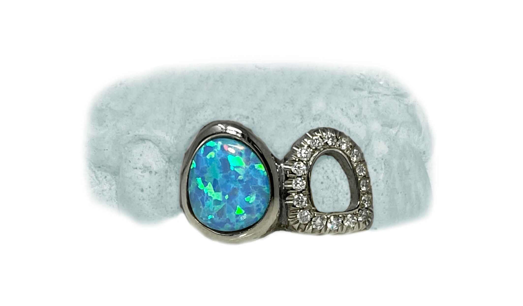 Opal Fang Grillz W Open Face Diamond Tooth - Etsy