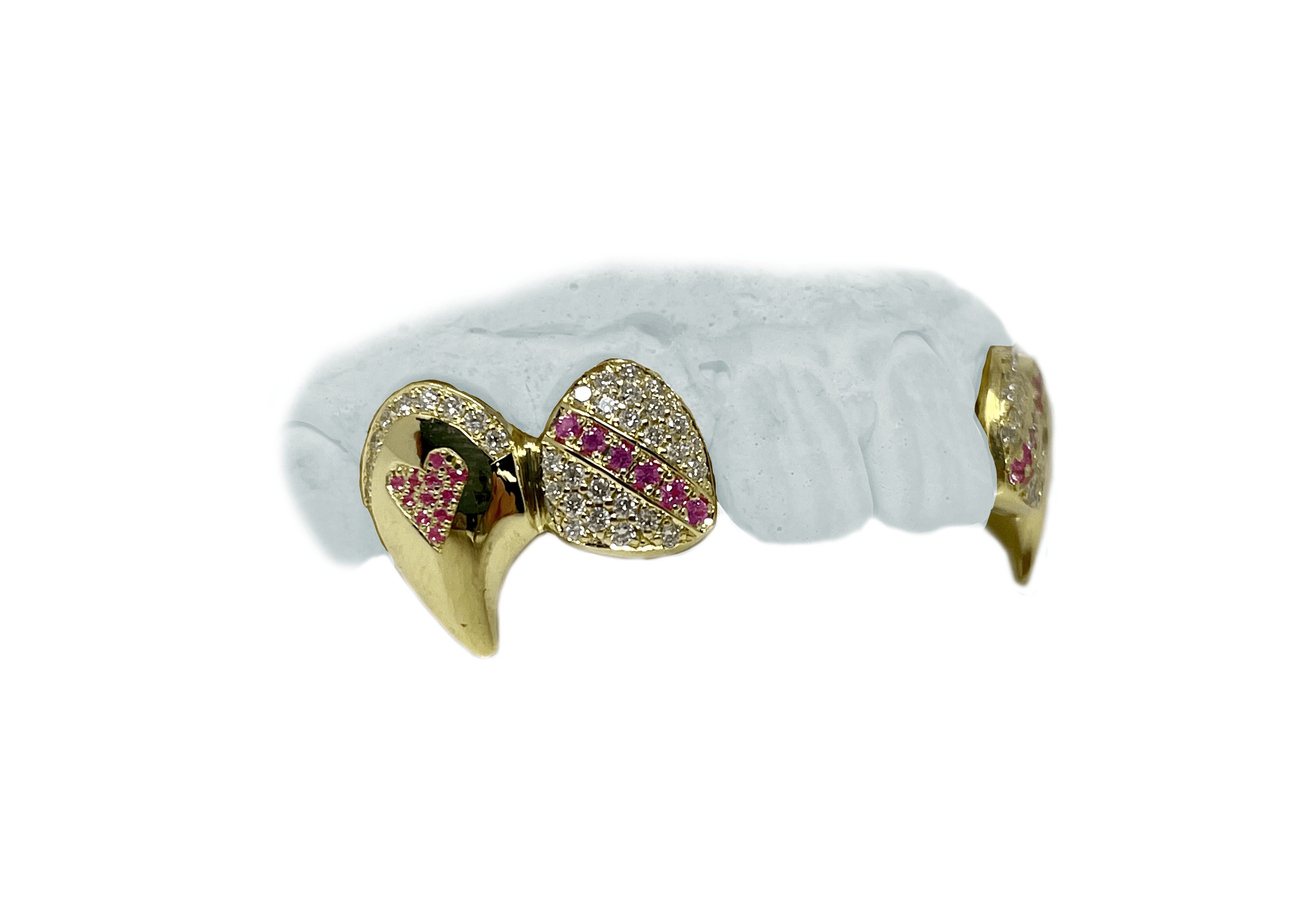 Diamond Grillz W Diagonal Sapphire Stripes & Vampire Fangs W Hearts - Etsy