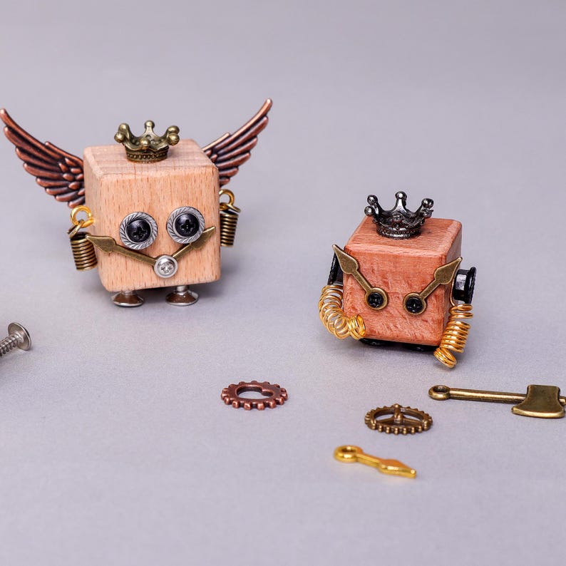 DIY Timberbot Kit – Build 2 Wooden Robots, Make Keychains & Necklaces ...