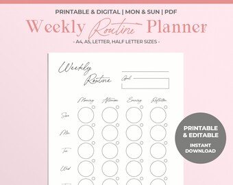 Daily Routine Planner, Day Routine Printable Habit Chart, Morning ...