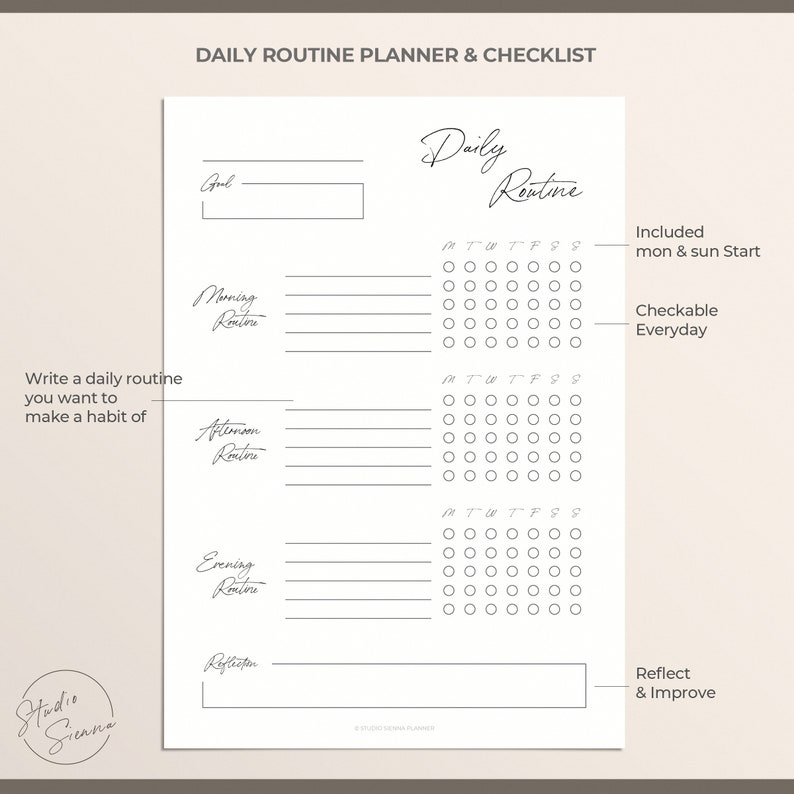 Daily Routine Planner, Day Routine Printable Habit Chart, Morning ...