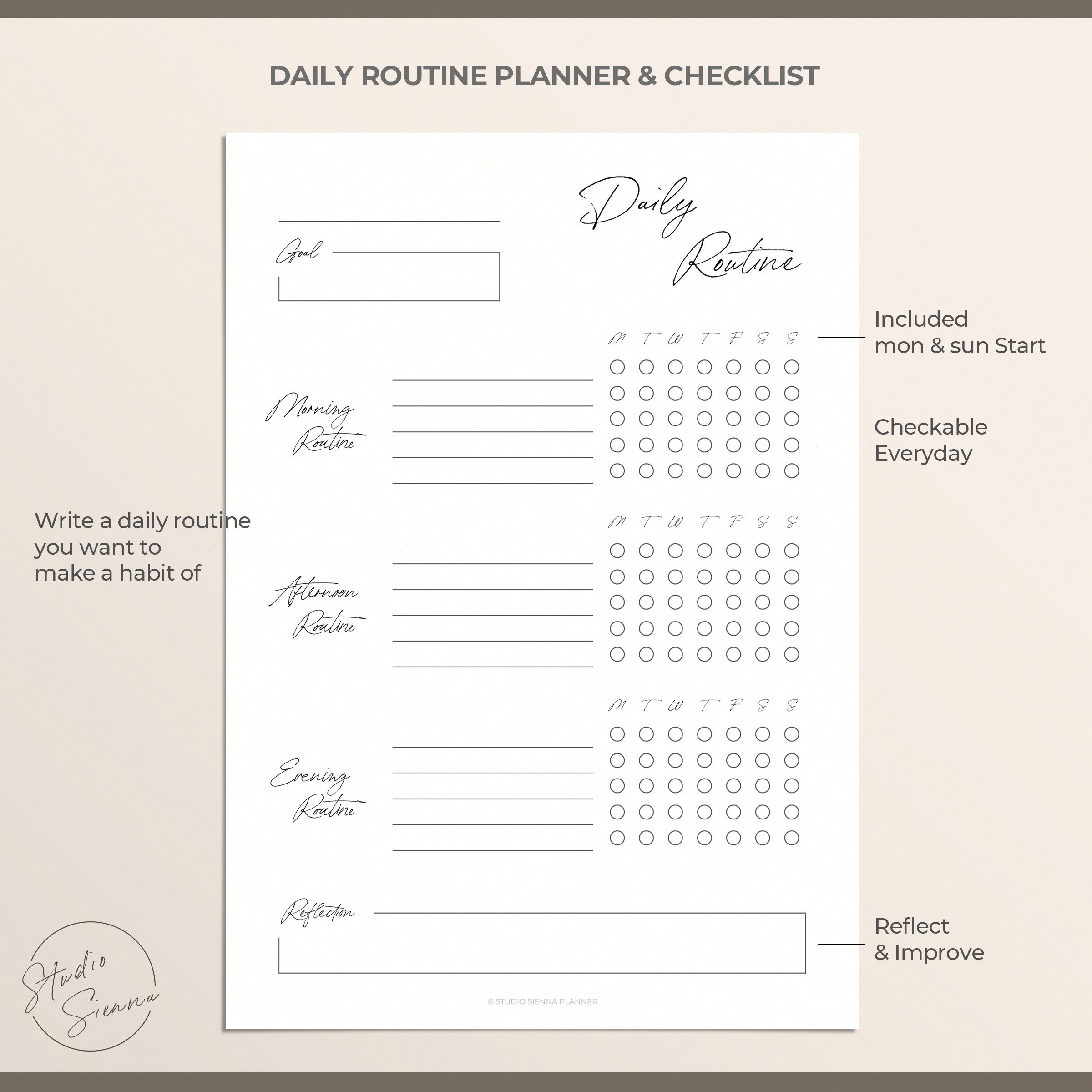 Daily Routine Planner, Day Routine Printable Habit Chart, Morning ...