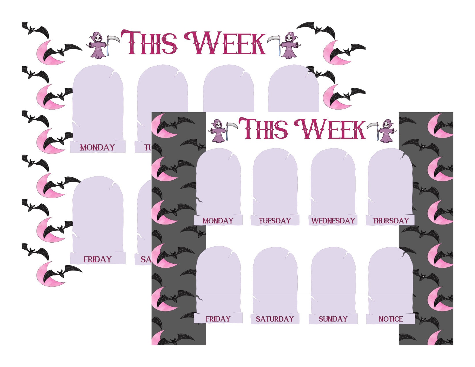 Pastel Goth Weekly Planner Printable Weekly Schedule - Etsy Singapore