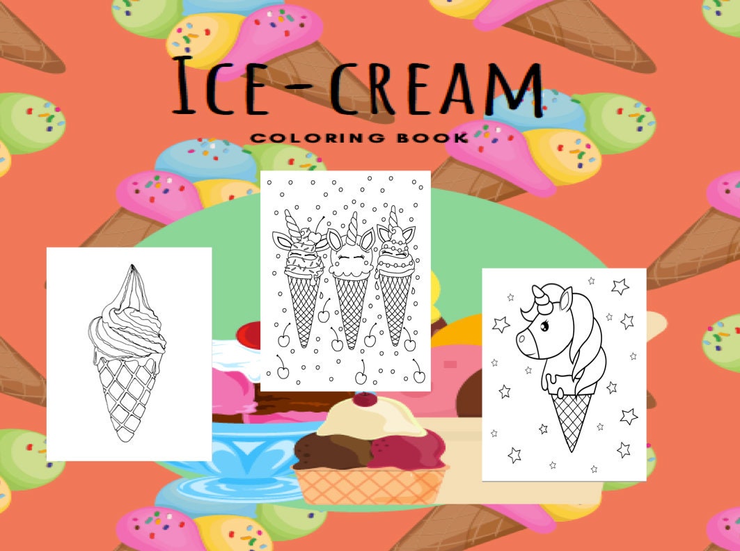 Ice-cream Coloring Book for Kids 40 Pages - Etsy