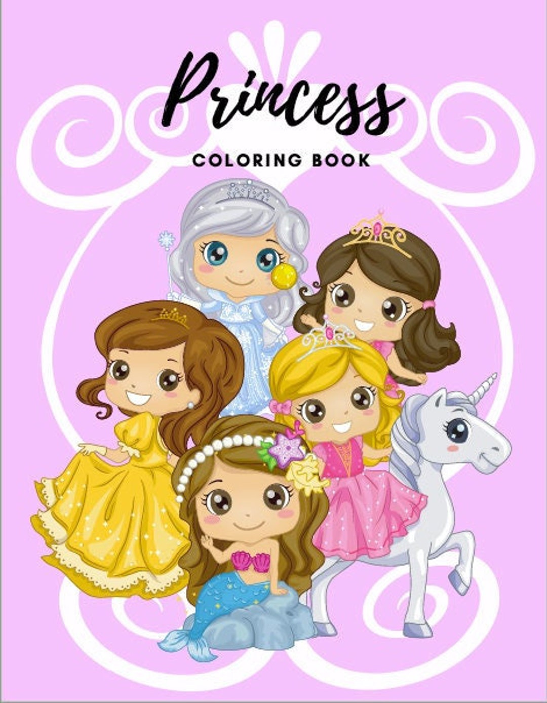 Princess Coloring Book for Kids 70 Pages - Etsy