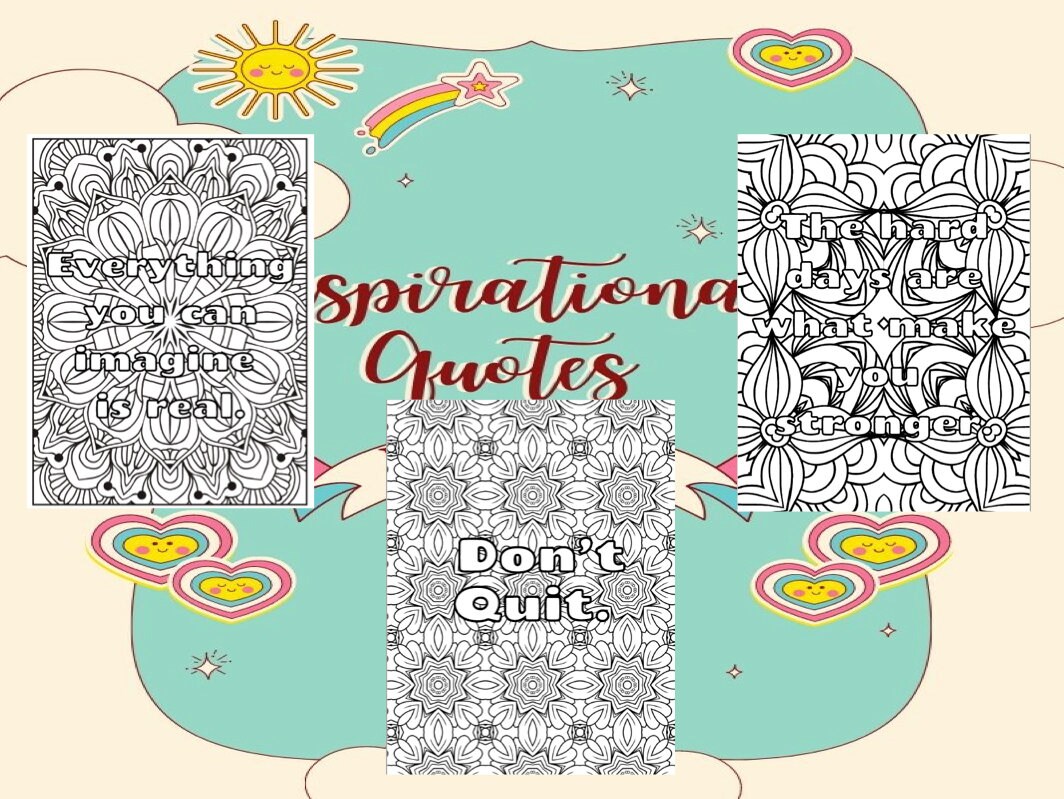 Motivational Inspirational Quotes Coloring Book for Kids 100 Pages - Etsy
