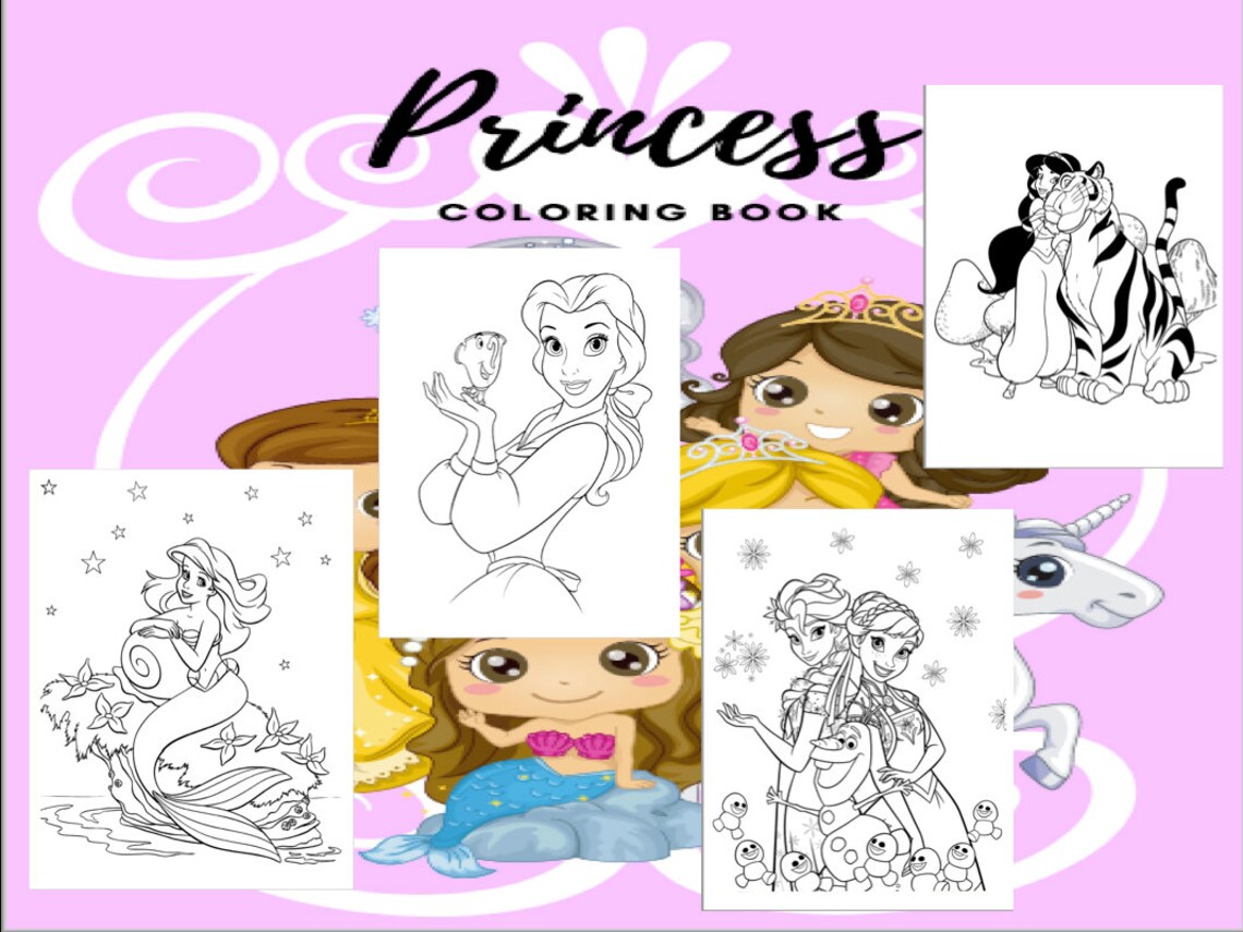 Princess Coloring Book for Kids 70 Pages - Etsy