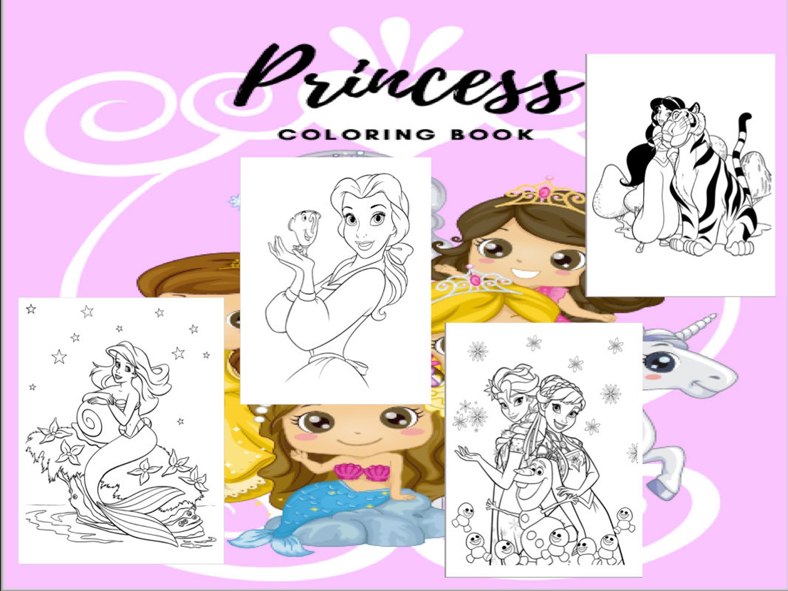 Princess Coloring Book for Kids 70 Pages - Etsy