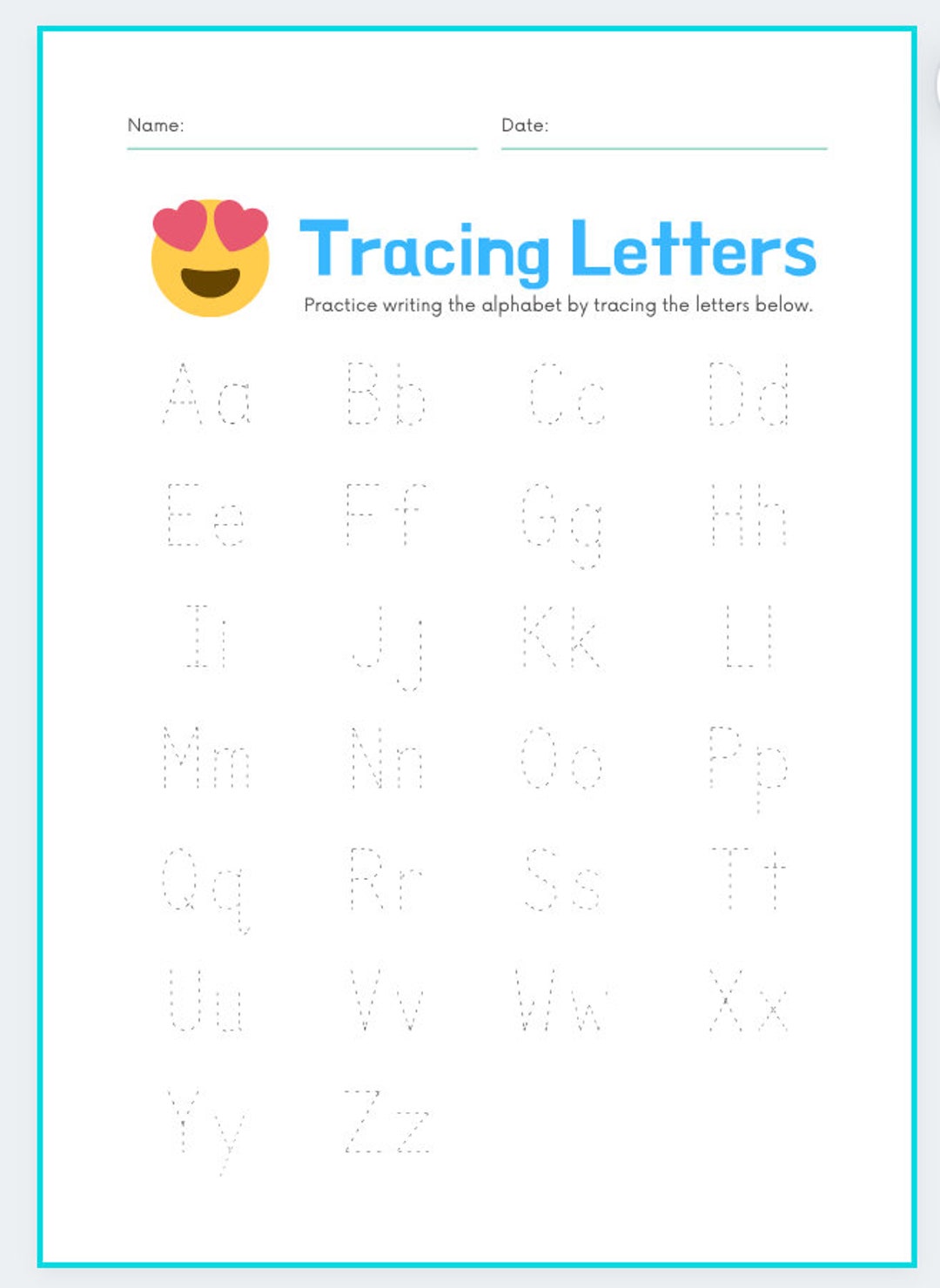 Uppercase/lowercase Letter Tracing Worksheet - Etsy