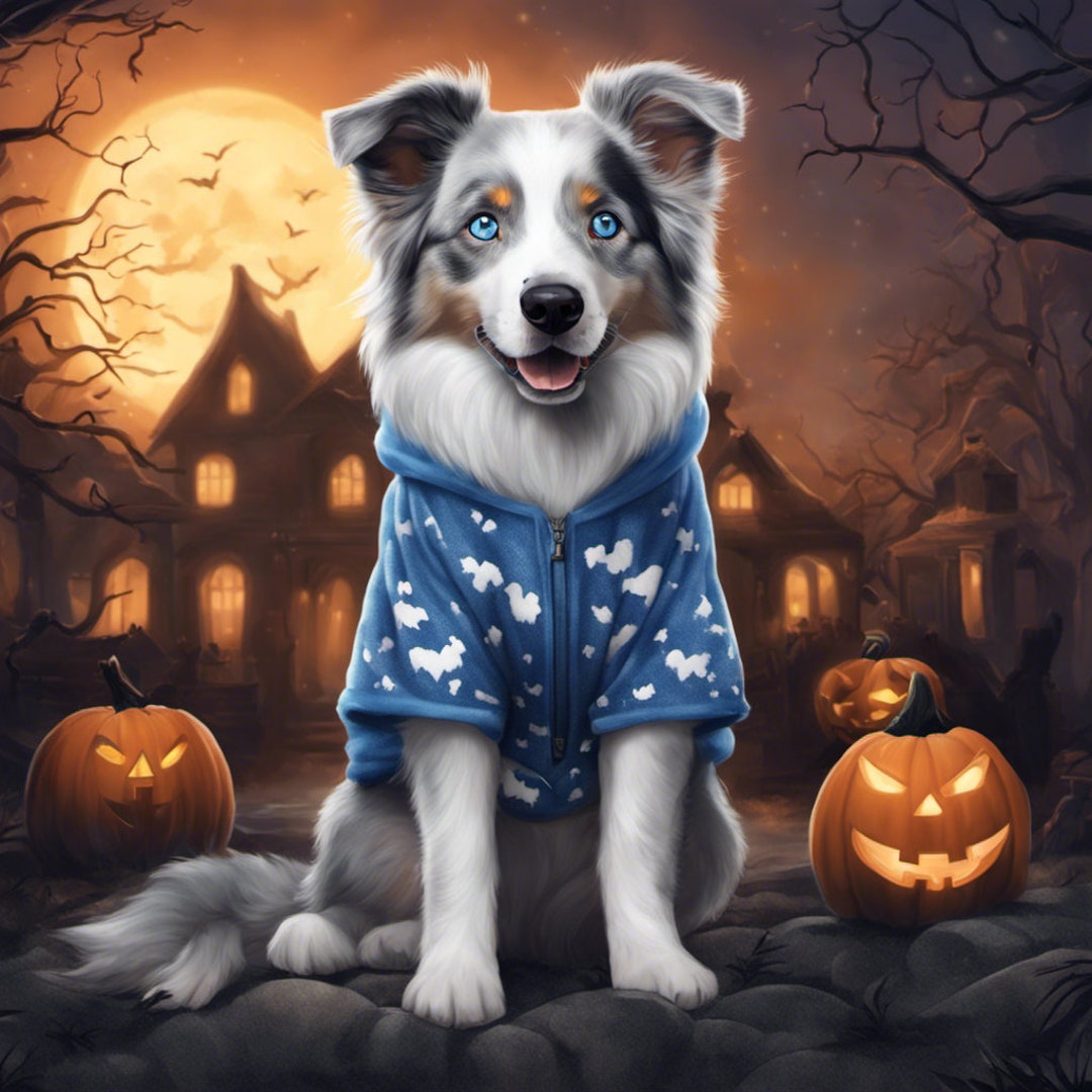 AI Image on Poster Halloween Australian Shepard Wall Decor. Custom Wall ...