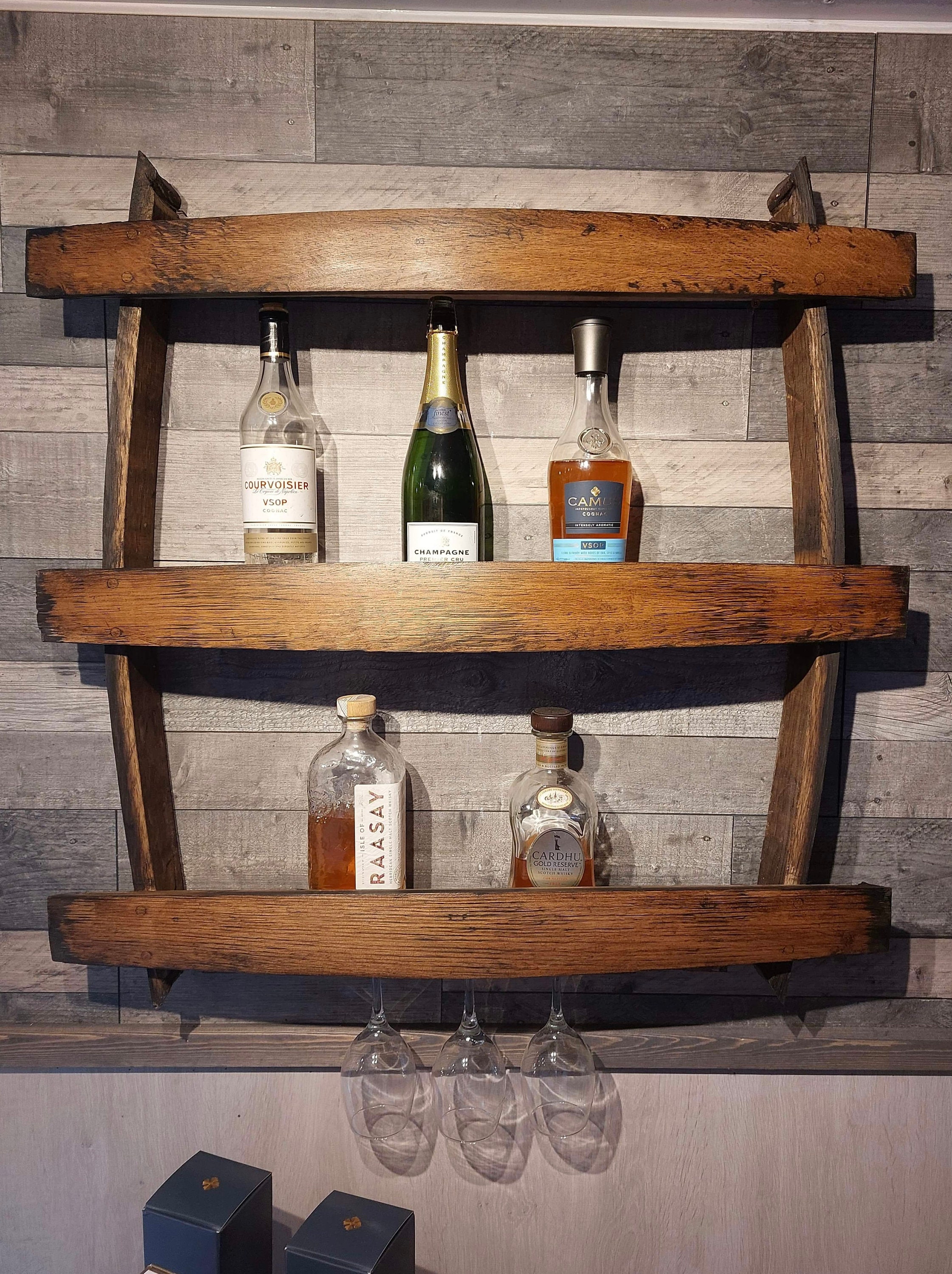 Floating Home Bar Drinks Shelf. Made From Wine Barrel Staves - Etsy UK