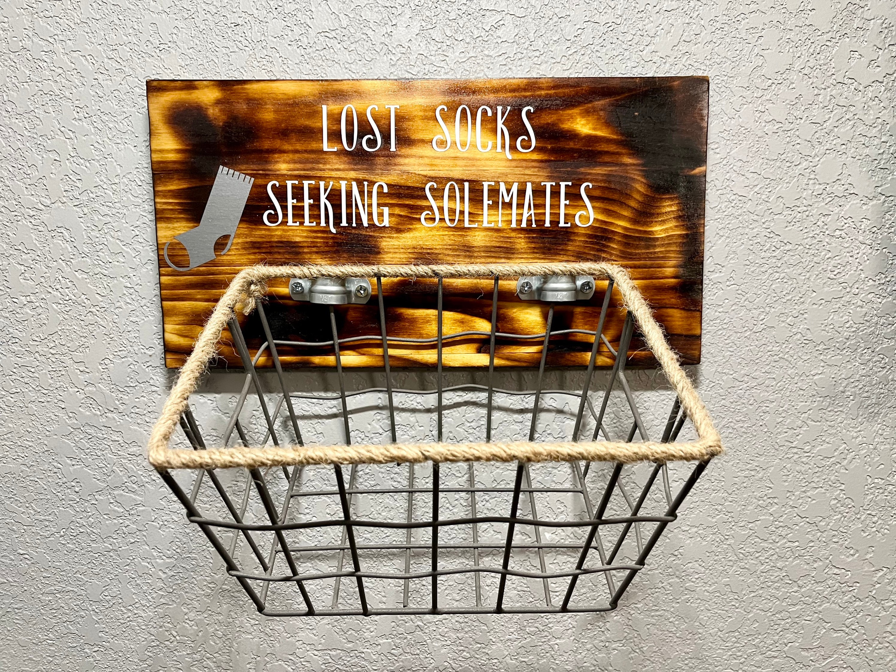 Lost Socks Laundry Room Basket | Farmhouse Laundry Room Decor - Etsy
