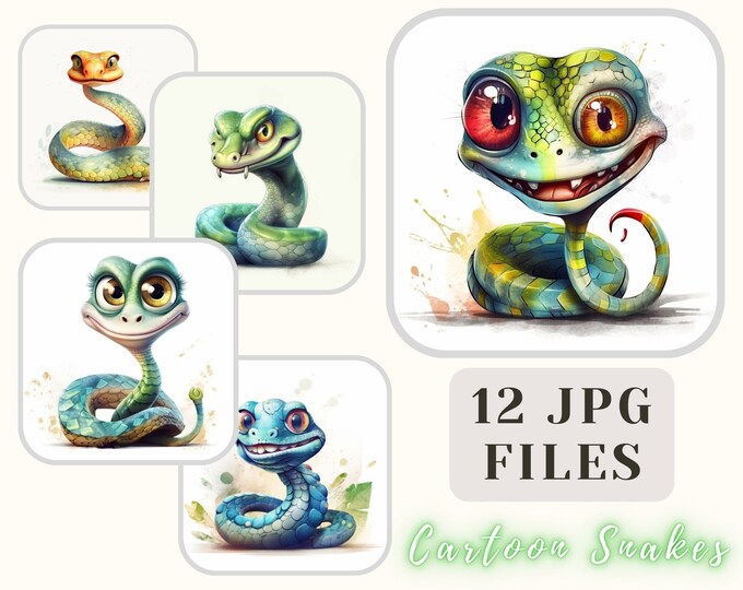 10 Snakes Clipart Bundle, PNG & JPG, Printable Patchwork Snake ...