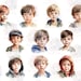 Child Girl and Boys Portrait Watercolor Clip Art 20 PNG Watercolor ...
