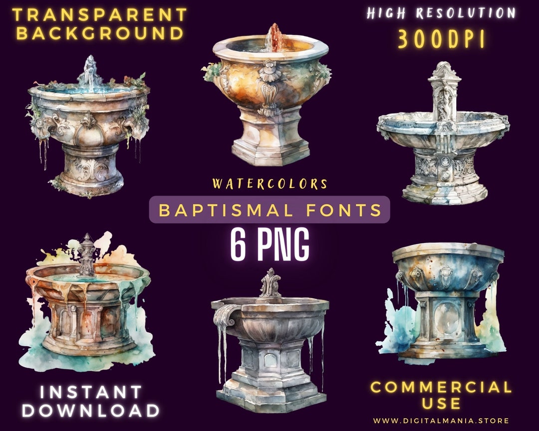 Watercolor Baptismal Fonts - Transparent PNG - Baptismal Fonts Clipart ...