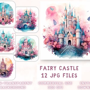 Fairy Castle Watercolor Clip Art Premium Quality 12 JPG - Etsy