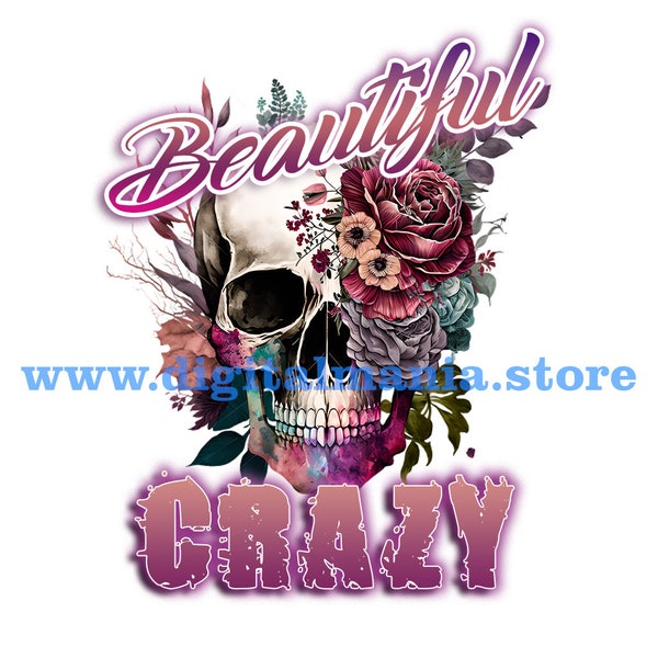 Beautiful Crazy Skull Png - Etsy