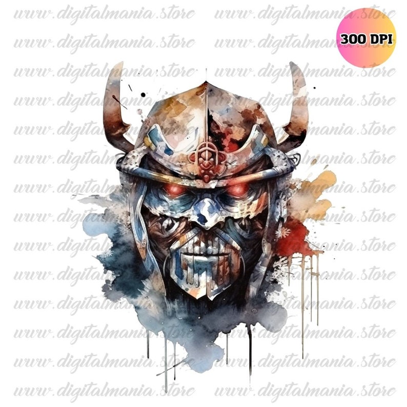 Watercolor Samurai Masks PNG Transparent Background - Etsy