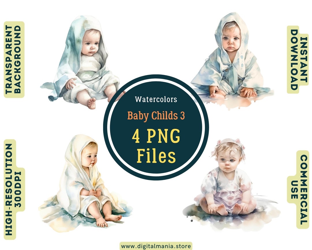 Watercolor Baby Childs 3 PNG Transparent Background Newborn Baby ...