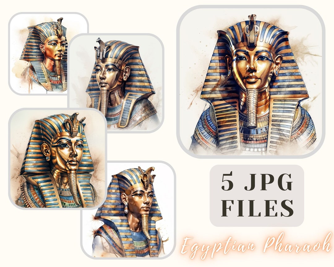 Egyptian Pharaoh Collection 5 JPG Files Watercolor Pharaohs ...