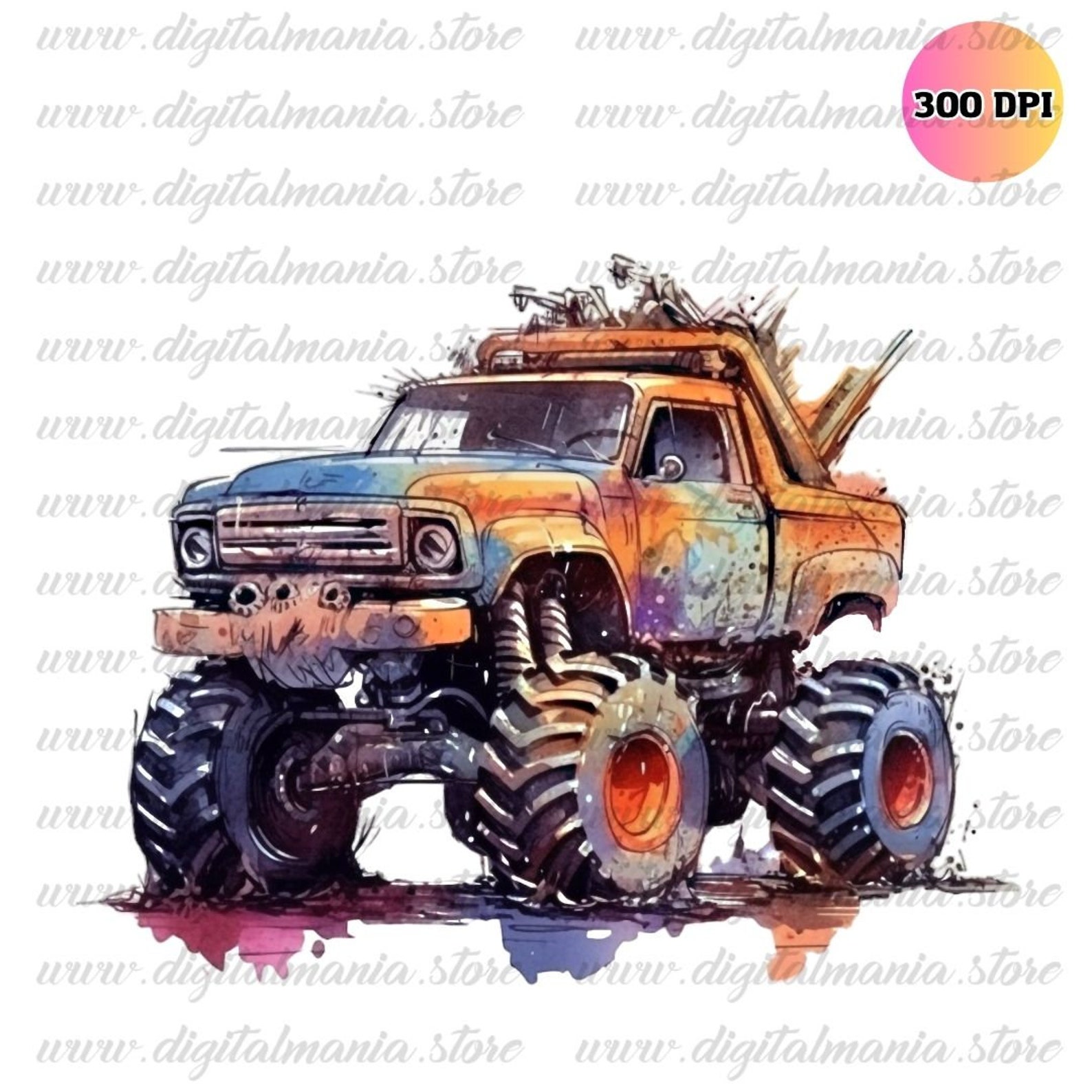 Watercolor Monster Truck PNG Transparent Background Monster Trucks ...