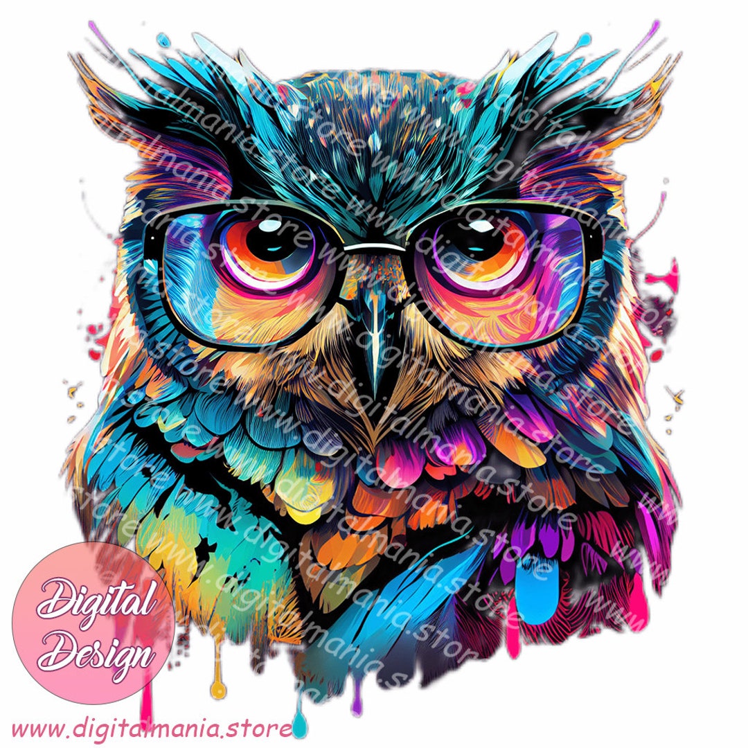 Owl Synthwave Design PNG 500 Dpi Download PNG for DIY T-shirt Unique ...