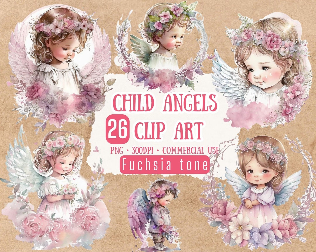 Child Angels Clipart Fuchsia 26 PNG Cute Angels Illustration Angel Art ...