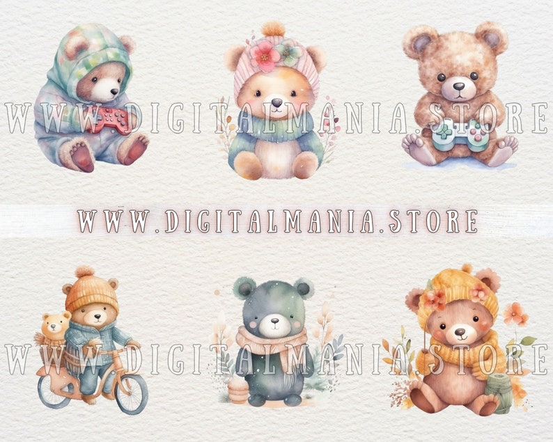 Cute Baby Bears Clipart 22 PNG Baby Bear Illustrations Kawaii - Etsy