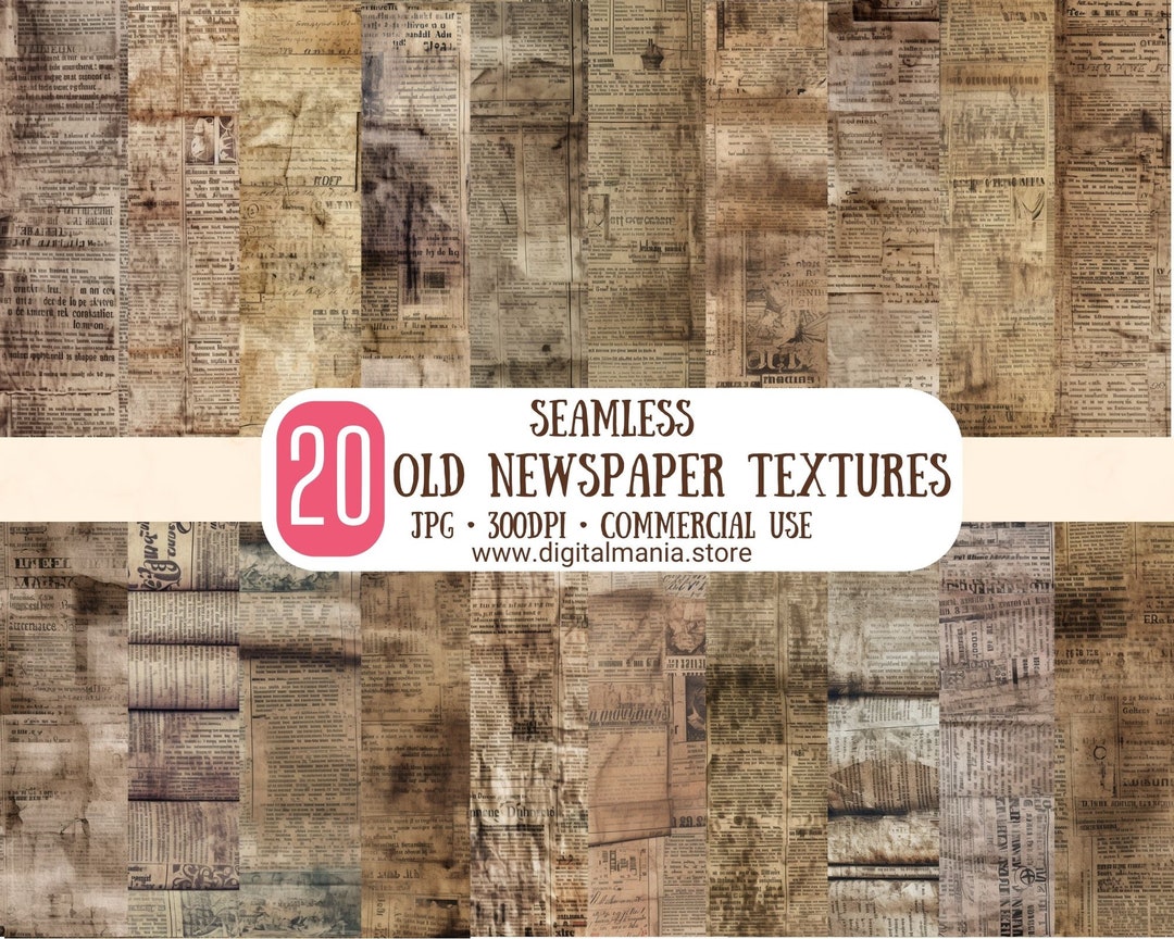 Old Newspaper Textures Seamless Digital Paper - Old Newpaper Digital ...