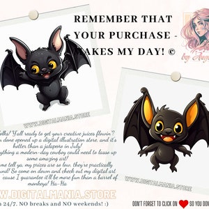 Cartoon Cute Bats Clip Art 12 JPG - Halloween Clip Art Vampire Bats Mix ...