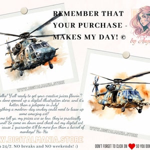 Air Force Helicopter Clipart - Watercolor Helicopter Art - Air Force ...