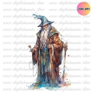 Watercolor Old Wizard PNG Transparent Background Wise Wizards Clipart ...