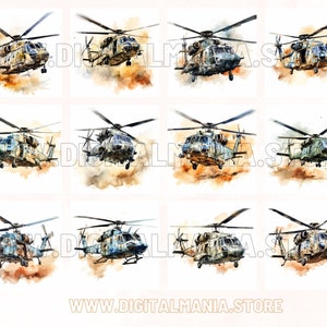 Air Force Helicopter Clipart - Watercolor Helicopter Art - Air Force ...