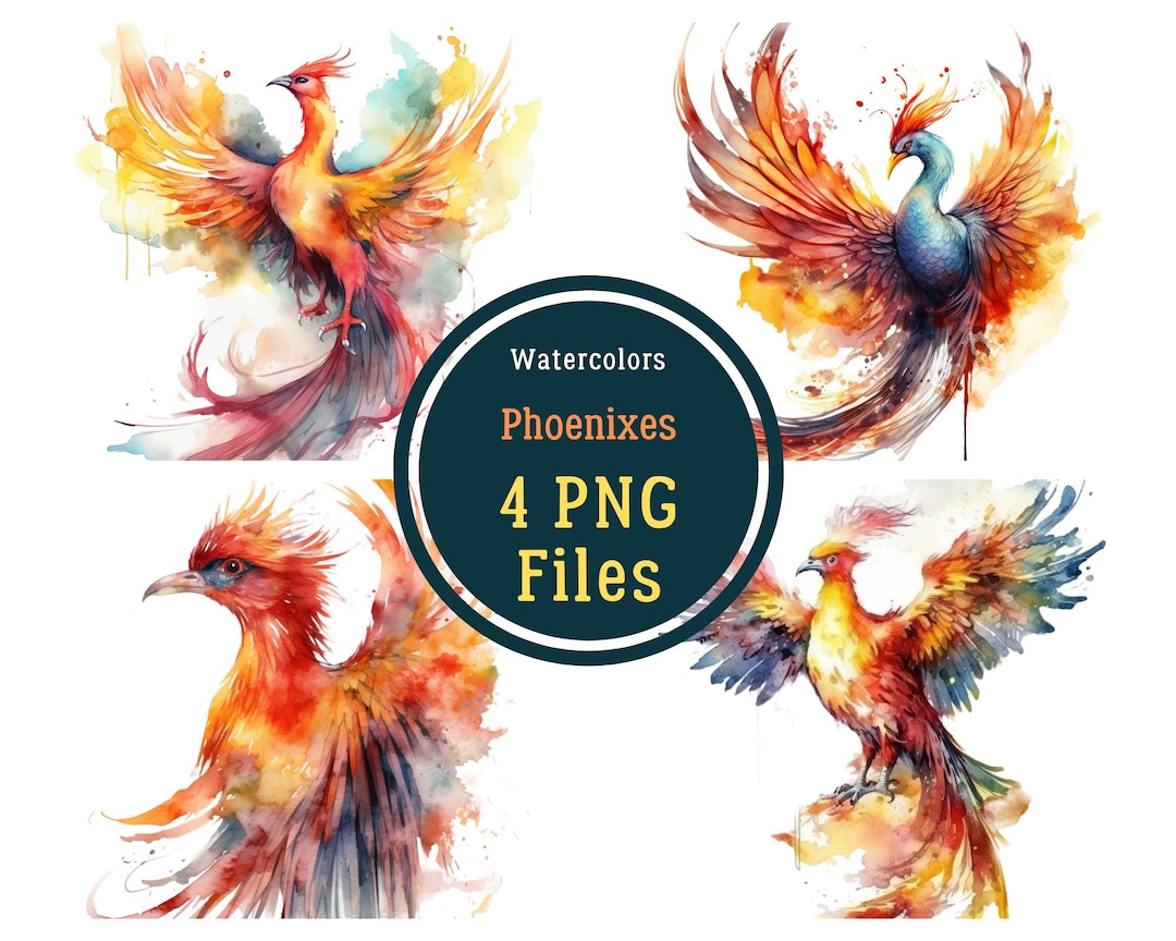 Watercolor Phoenix PNG - Transparent Background - Beautiful Phoenix ...