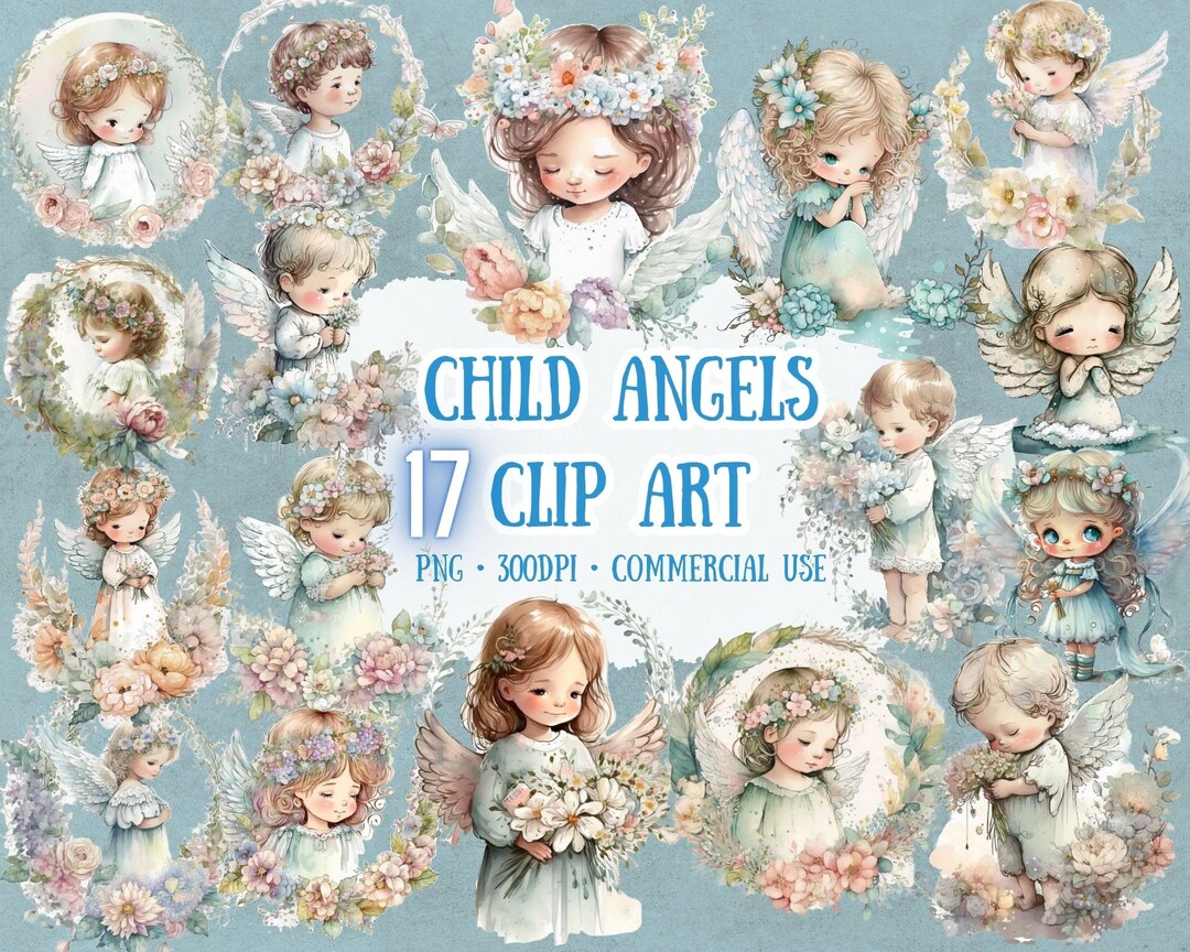 Child Angels Clipart 17 PNG Files Cute Angels Illustration Angel Art ...