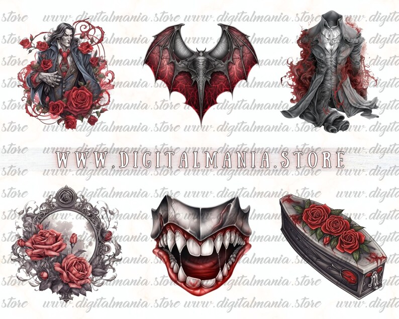 Gothic Vampire Clipart 20 PNG Vampire Illustrations Graf - Etsy