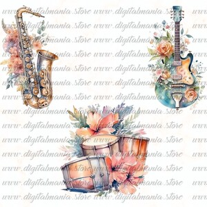 Watercolor Musical Instruments Clip Art 15 PNG Musical Instruments ...