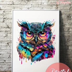 Owl Synthwave Design PNG 500 Dpi Download PNG for DIY T-shirt Unique ...